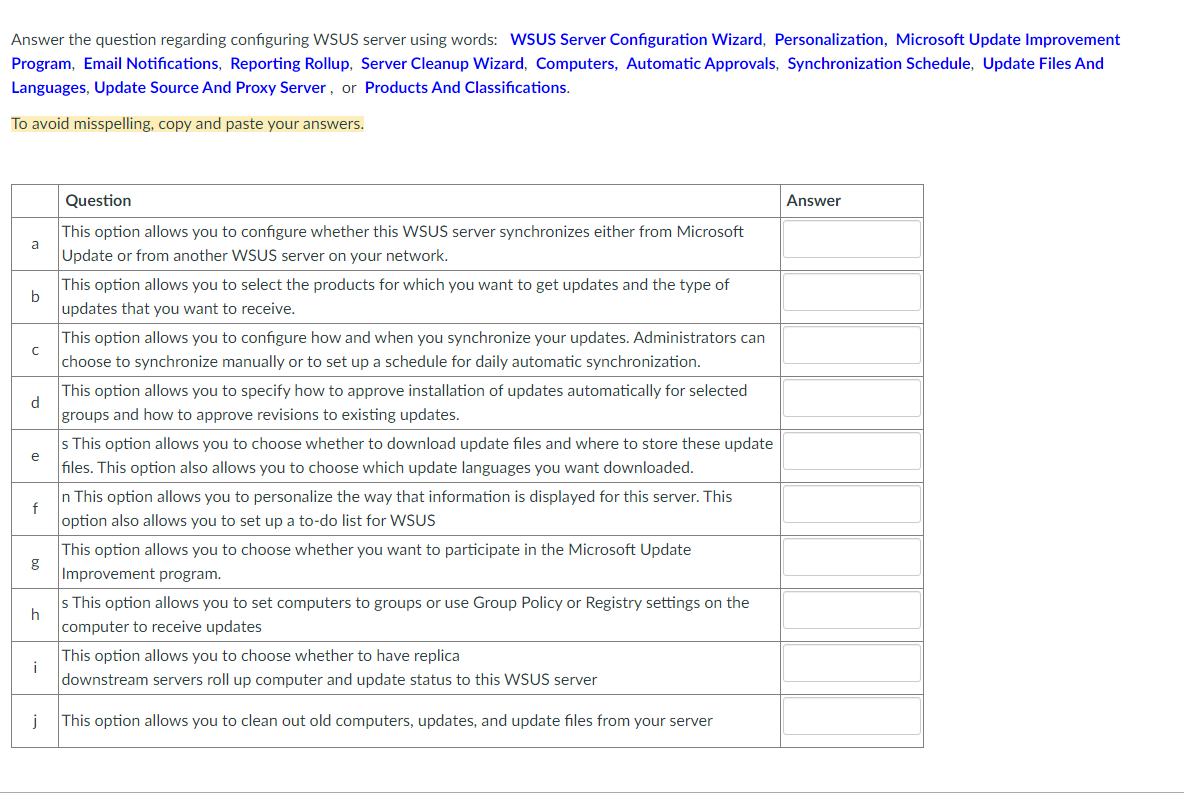 Solved Answer The Question Regarding Configuring Wsus Server