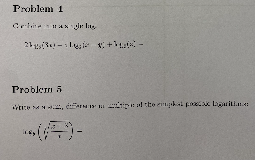 Solved Combine into a single log: | Chegg.com