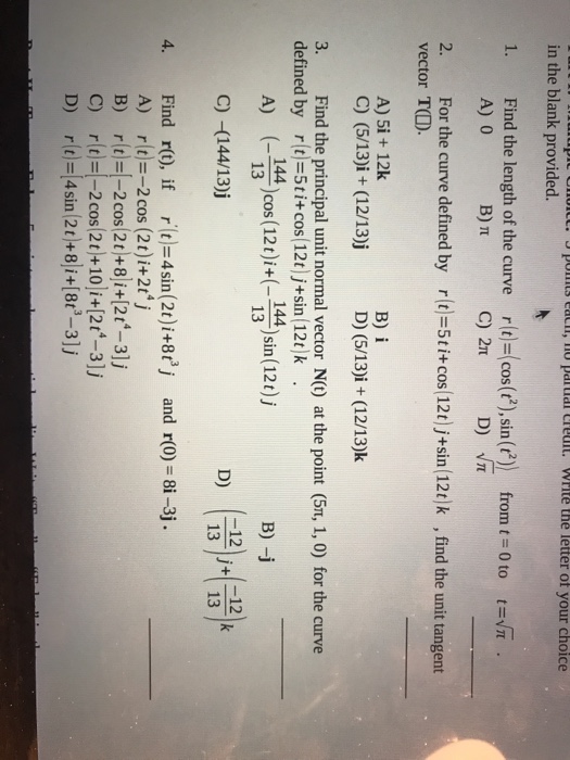 Solved peacl, n pdit credit. Write the letter of your choice | Chegg.com