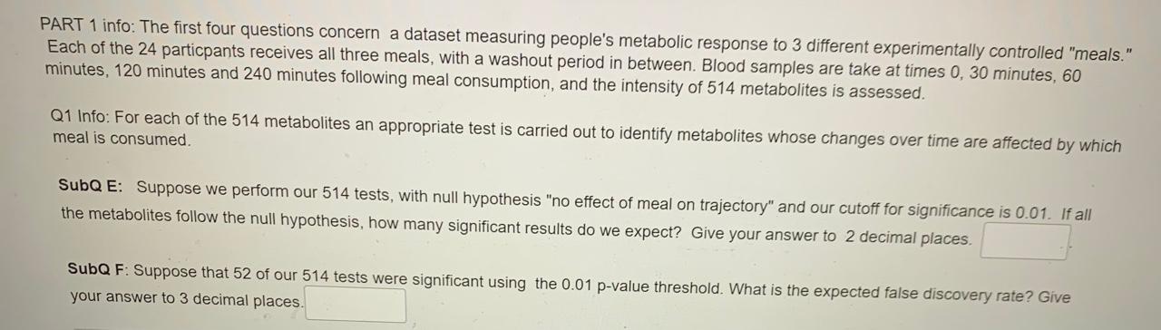 Solved Part 1, Q1, sub QB PART 1 Info: The first four | Chegg.com