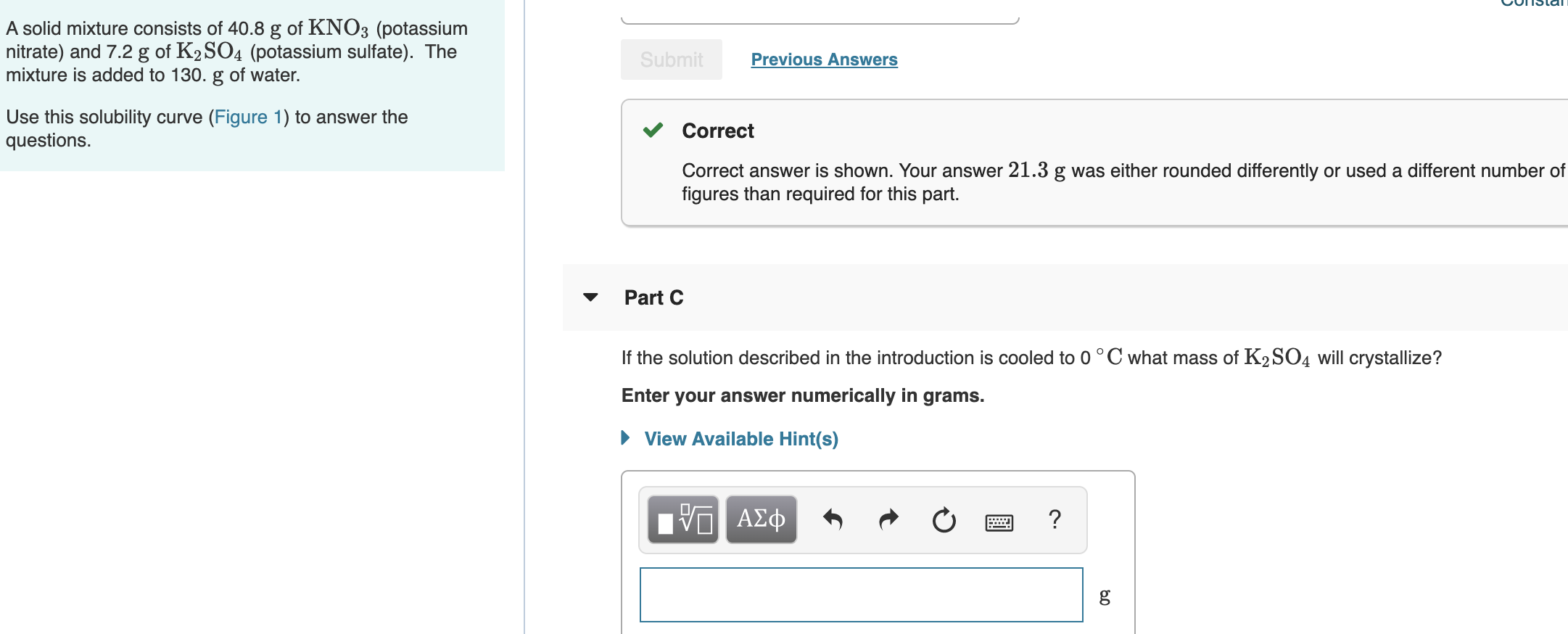 Solved A solid mixture consists of 40.8 g of KNO3 (potassium | Chegg.com
