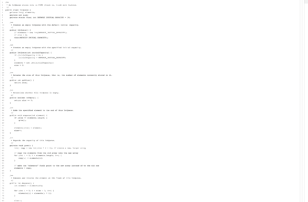 Solved - public IntQueue0 - public IntQueue(int | Chegg.com