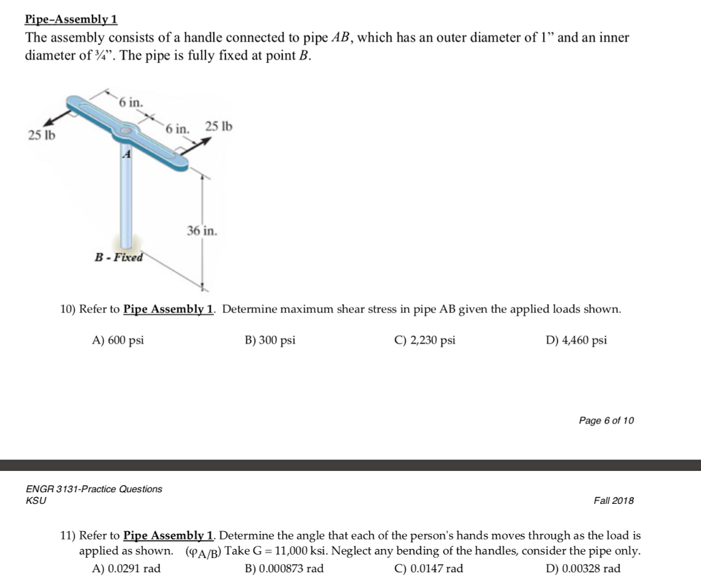 Solved Pipe-Assembly 1 The assembly consists of a handle | Chegg.com