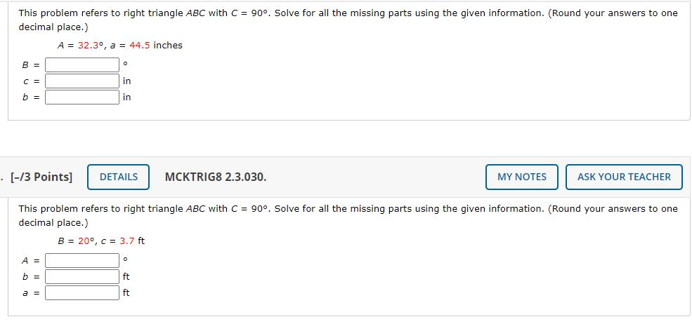 Solved This problem refers to right triangle ABC with C = | Chegg.com