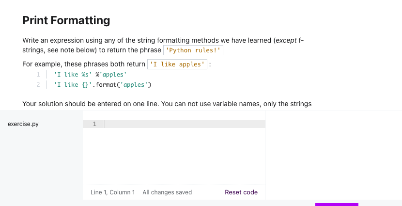 Solved Print Formatting Write An Expression Using Any Of The Chegg