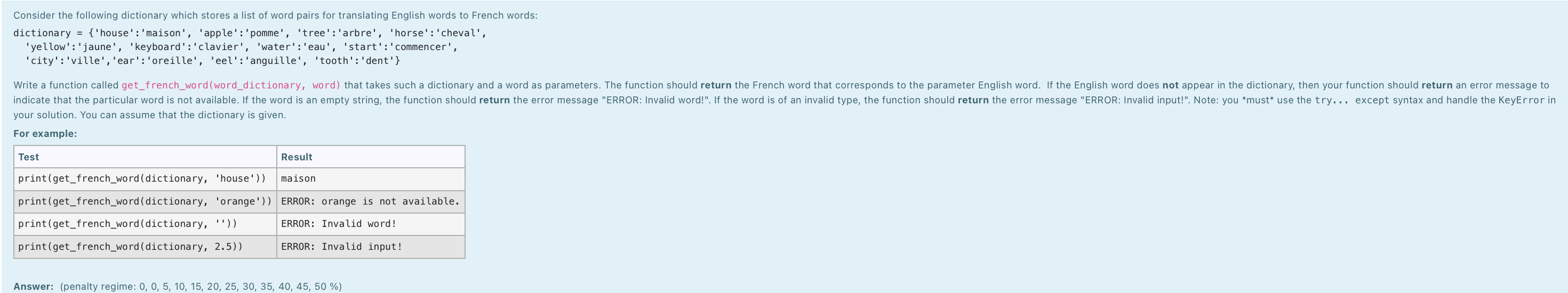 Solved Consider the following dictionary which stores a list | Chegg.com