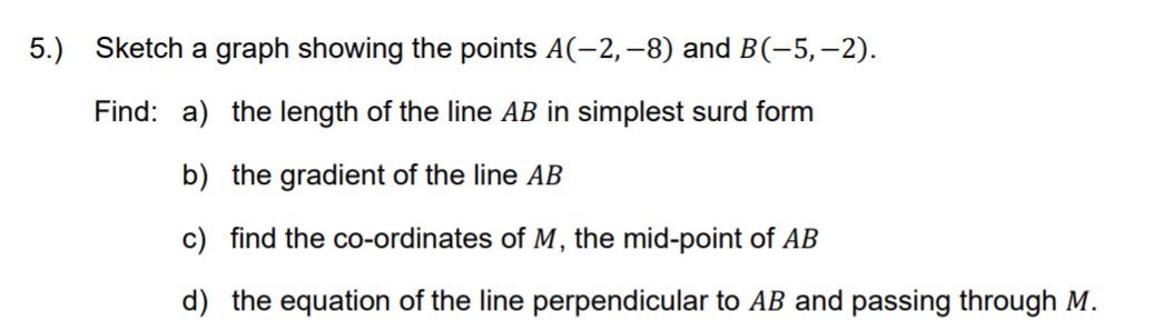 Solved 5.) Sketch a graph showing the points A(-2,-8) and | Chegg.com