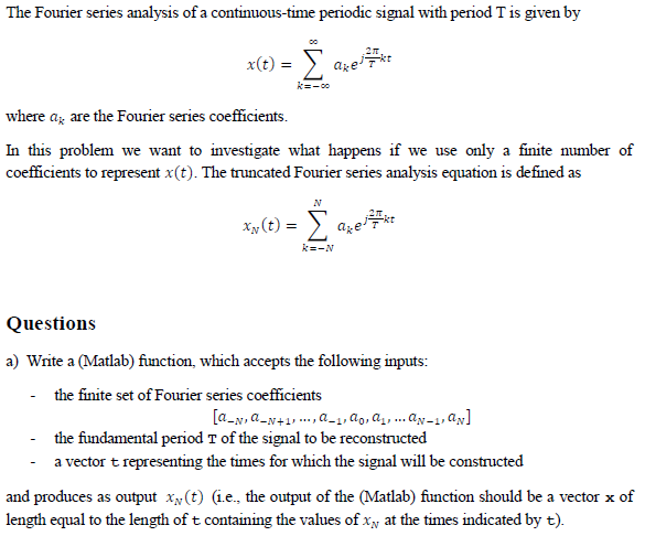 Solved The Fourier series analysis of a continuous-time | Chegg.com