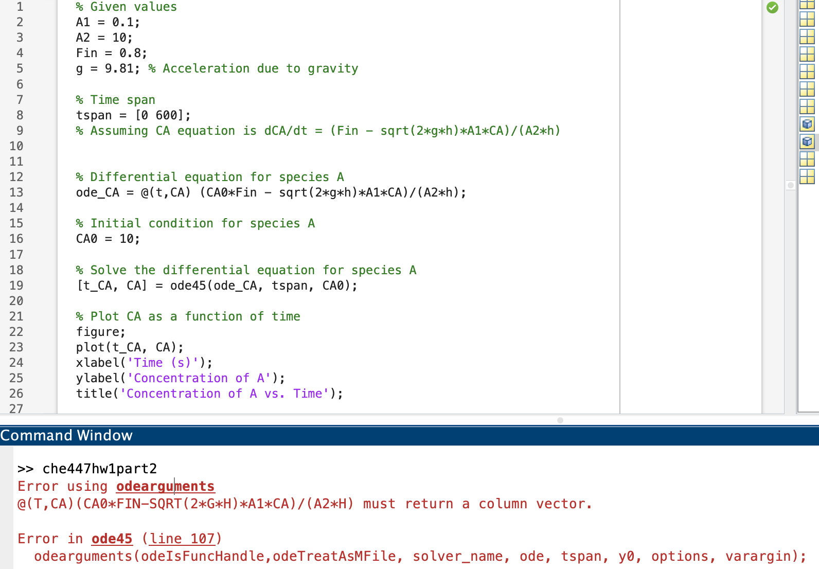 Solved I want to solve this differential equation but Matlab | Chegg.com