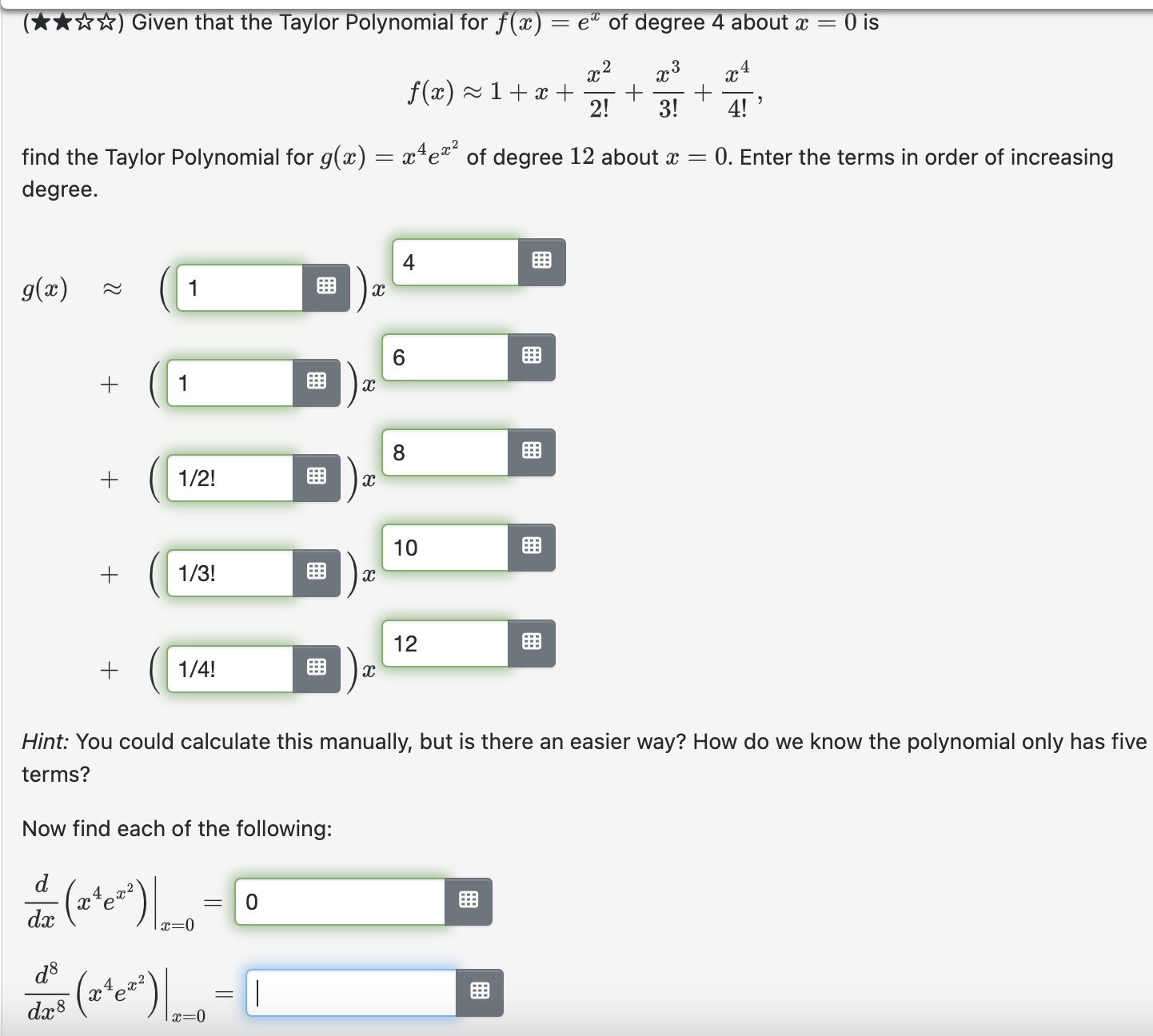 Solved (⋆⋆⋆⋆Δ七) Given that the Taylor Polynomial for f(x)=ex | Chegg.com