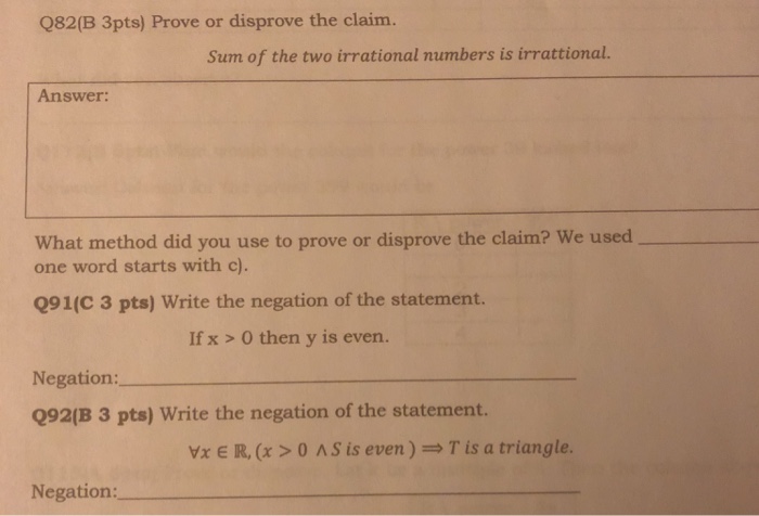 Solved 082(B 3pts) Prove or disprove the claim. Sum of the | Chegg.com