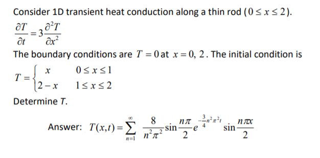 Solved Consider 1D transient heat conduction along a thin | Chegg.com