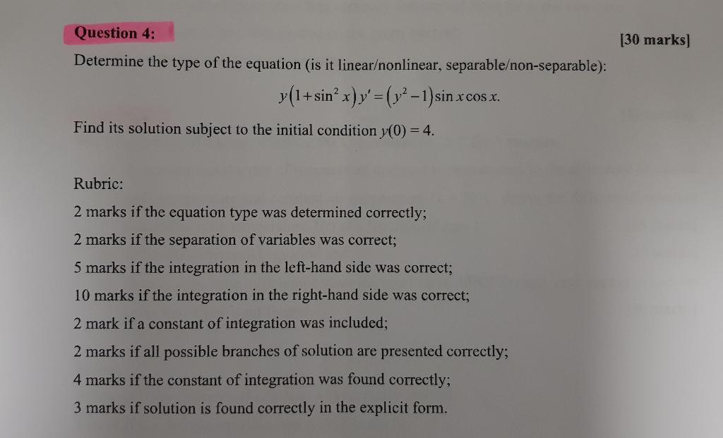Solved Determine the type of the equation (is it | Chegg.com