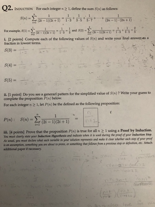 Solved Q2. INDUCTION For each integer n 2 1 define the sum | Chegg.com