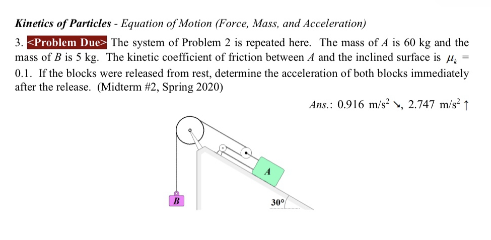Kinetics of Particles - Equation of Motion (Force, | Chegg.com