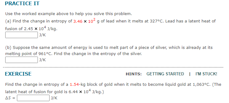 Solved GOAL Calculate the change in entropy due to a phase | Chegg.com