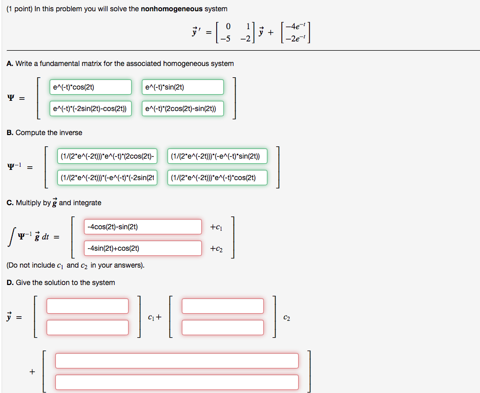 Solved (1 point) In this problem you will solve the | Chegg.com