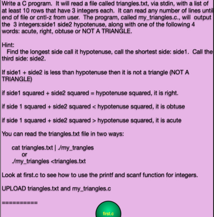 Solved This is the first.c template which shows how to use | Chegg.com