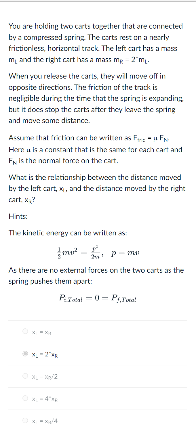 Solved You are holding two carts together that are connected | Chegg.com