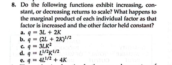 Solved Do the following functions exhibit increasing, | Chegg.com