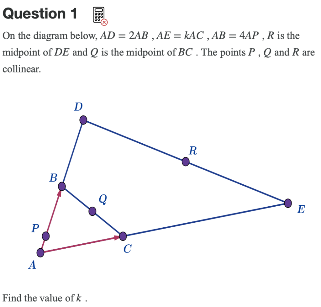 Solved Question 1 2 On the diagram below, AD = 2AB , AE = | Chegg.com