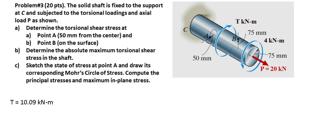 Solved Problem#3 (20 pts). The solid shaft is fixed to the | Chegg.com