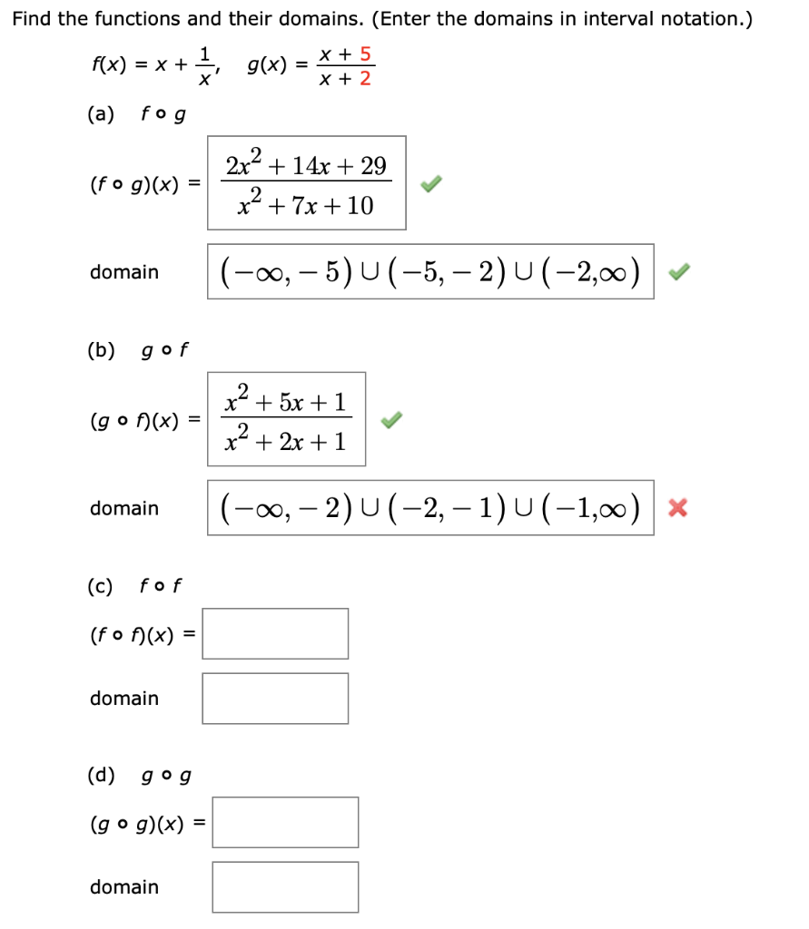 Solved Find the functions and their domains. (Enter the | Chegg.com