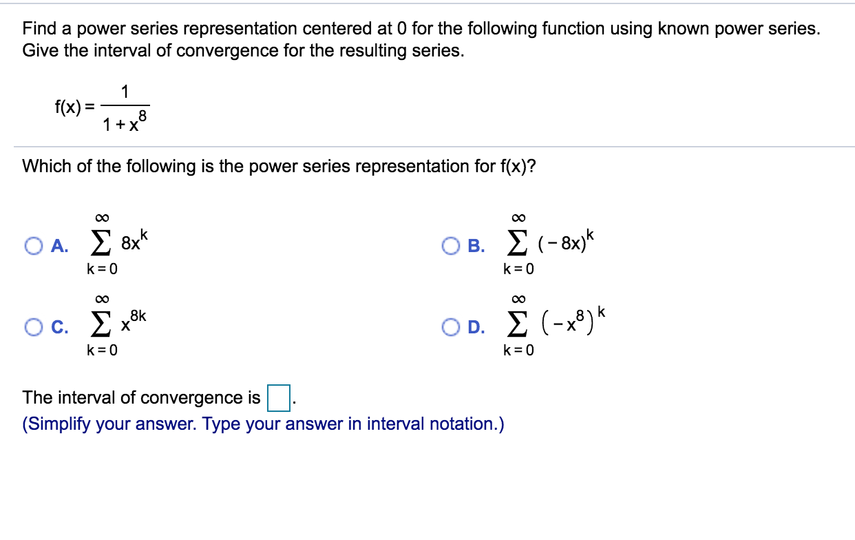Solved Find a power series representation centered at 0 for | Chegg.com