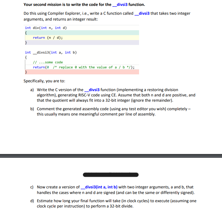 Solved Your second mission is to write the code for the | Chegg.com