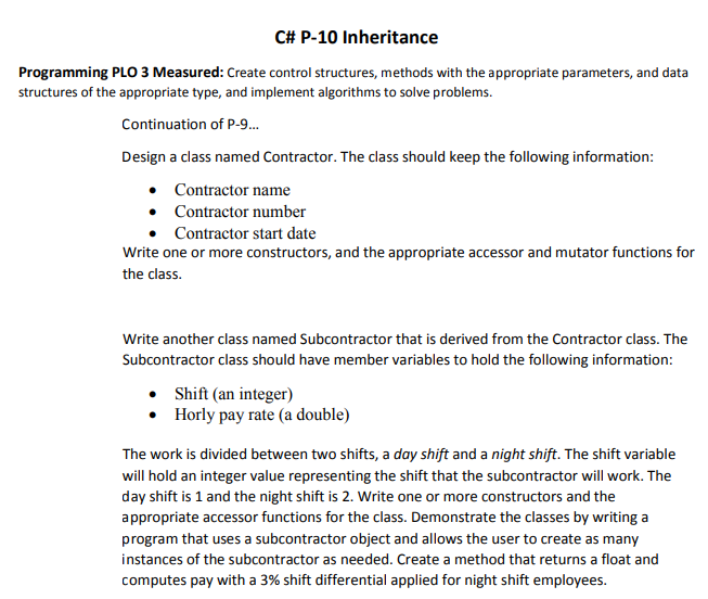 THIS IS FOR C#. THIS ASSIGNMENT IS A CONTINUATION OF | Chegg.com