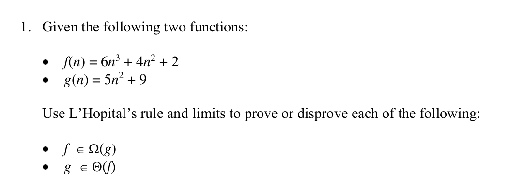 Solved 1. Given the following two functions: - | Chegg.com