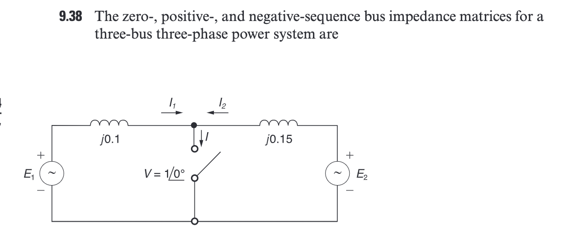 Solved 9.38 The zero-, positive-, and negative-sequence bus | Chegg.com