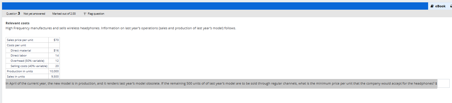 Solved Relevant costs High Frequency manufactures and sells | Chegg.com