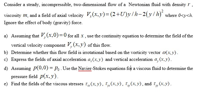 Consider a steady, incompressible, two-dimensional | Chegg.com