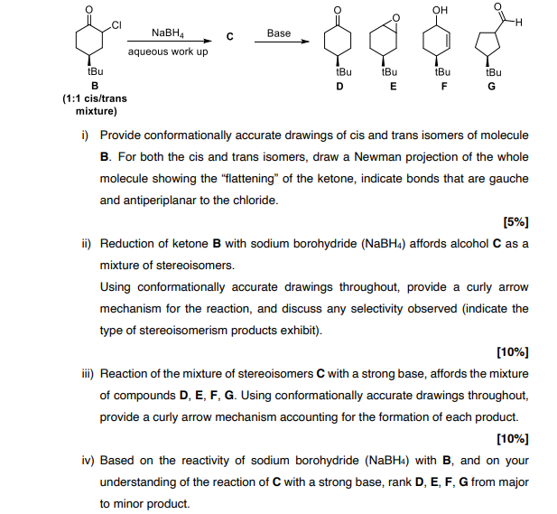Solved OH Base tBu D tBu E tBu F tBu G NaBH4 aqueous work up | Chegg.com