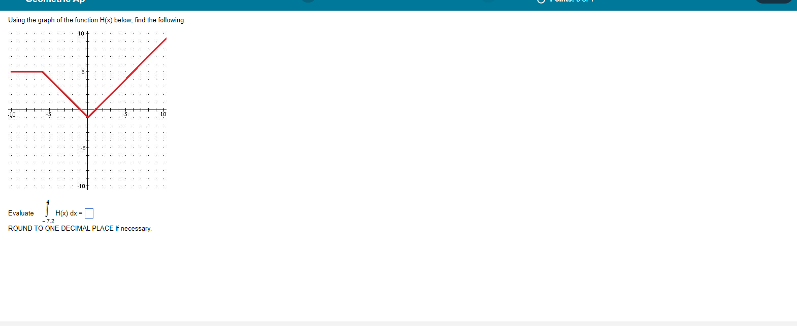 Solved Using the graph of the function H(x) below, find the | Chegg.com