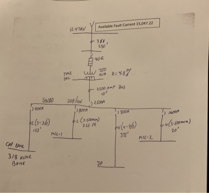 2) Calculate the available fault current using Zthey | Chegg.com