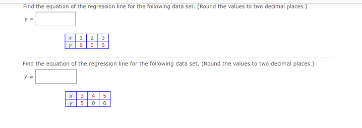 Solved y= Find the equation of the regression line for the | Chegg.com