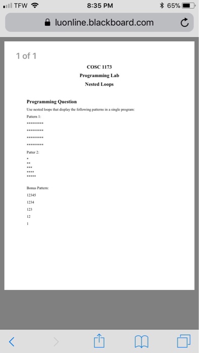Solved .111 TFw令 8:35 PM * 65% luonline.blackboard.com C 1 | Chegg.com