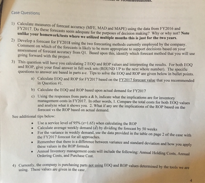 Final Project Assignment SCM 301 Fall 2018 Overview | Chegg.com