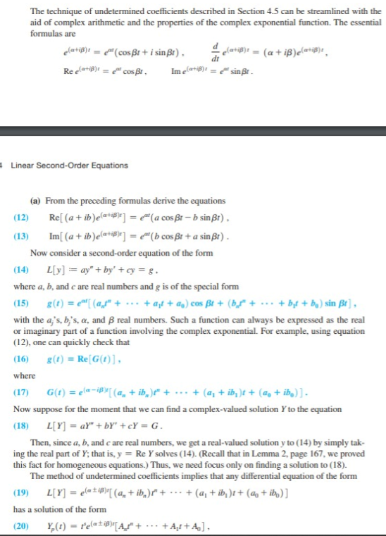 Solved The technique of undetermined coefficients described | Chegg.com