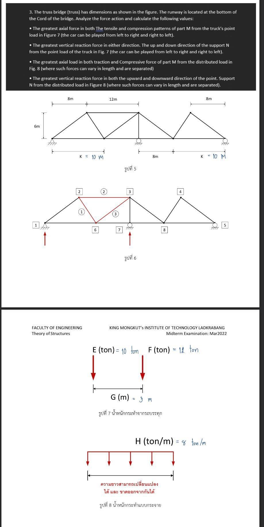 Solved 3. The truss bridge (truss) has dimensions as shown | Chegg.com