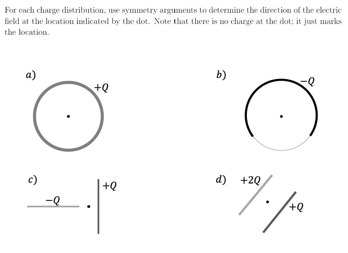 Solved For each charge distribution, use symmetry arguments | Chegg.com