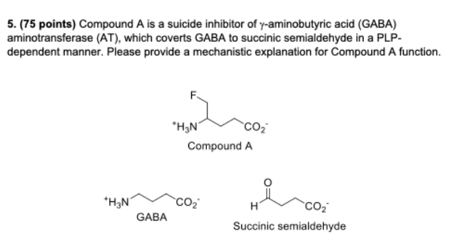 Solved 5. (75 points) Compound A is a suicide inhibitor of | Chegg.com