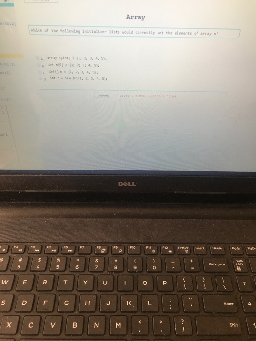 Solved Array hich of the following initializer lists would | Chegg.com