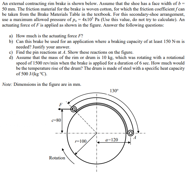 An external contracting rim brake is shown below. | Chegg.com