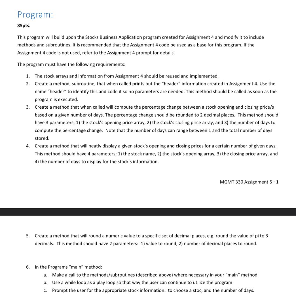 Solved Program: 85 pts. This program will build upon the | Chegg.com