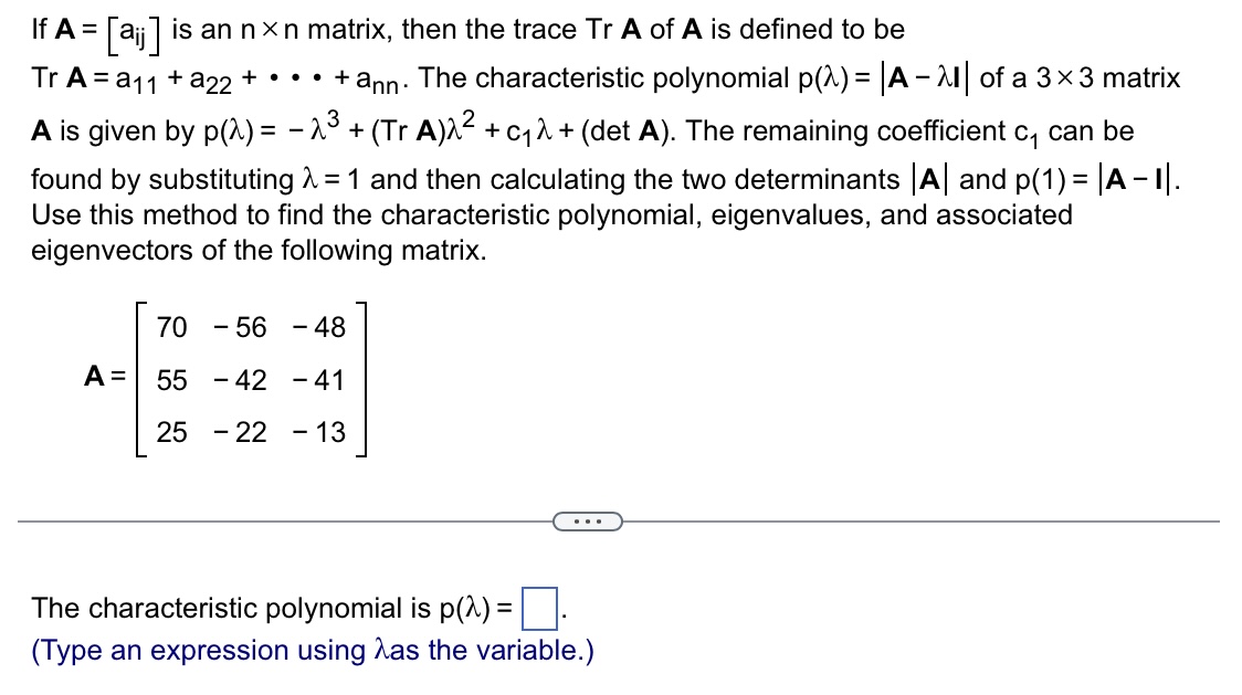 Solved If A=[aij] is an n×n matrix, then the trace TrA of A | Chegg.com