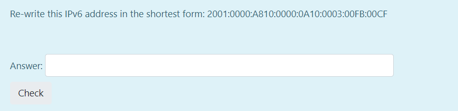 Solved Re-write this IPv6 address in the shortest form: | Chegg.com