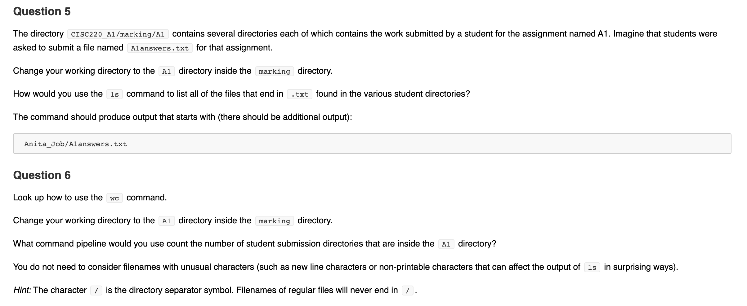 Solved CISC220 Assignment 1: Bash commands, redirection, | Chegg.com